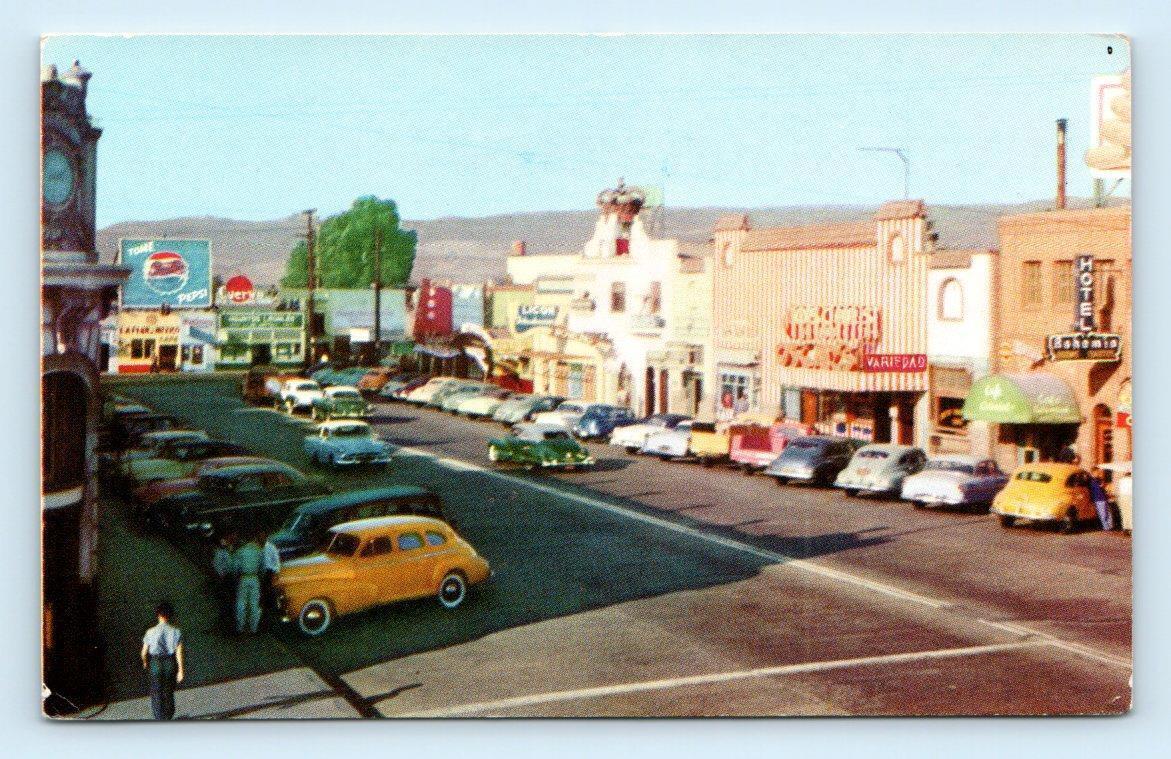 TIJUANA, Mexico ~ MAIN STREET SCENE Curio Shops c30s, 40s Cars Postcard ...