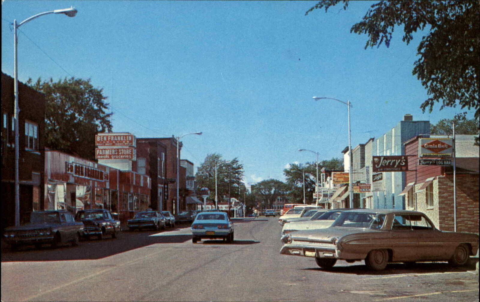 Bruce Wisconsin WI Classic 1970s Cars Street Scene Vintage Postcard ...
