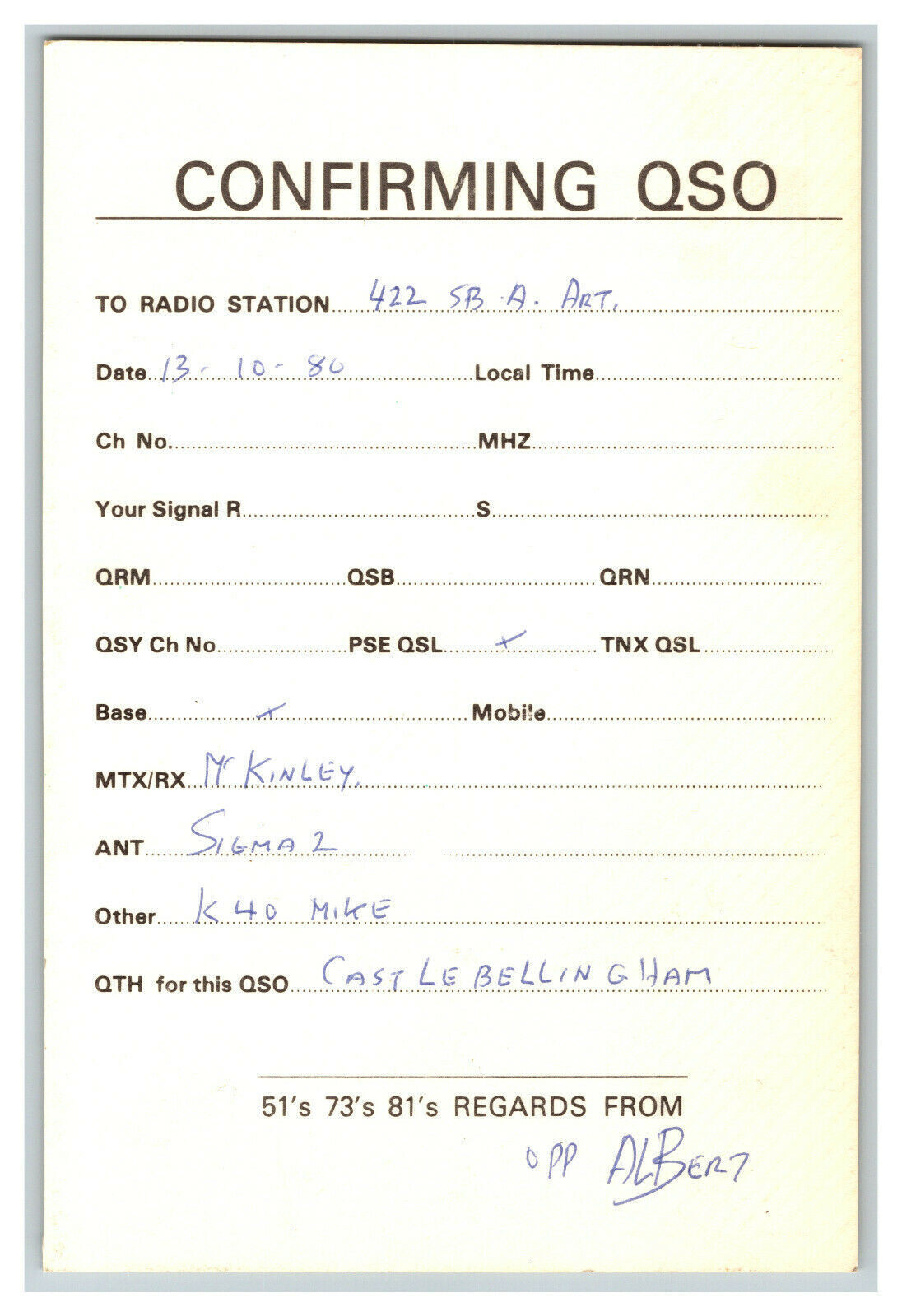 QSL Radio Card From Rep. Of Ireland Station Alpha Mike | Europe ...