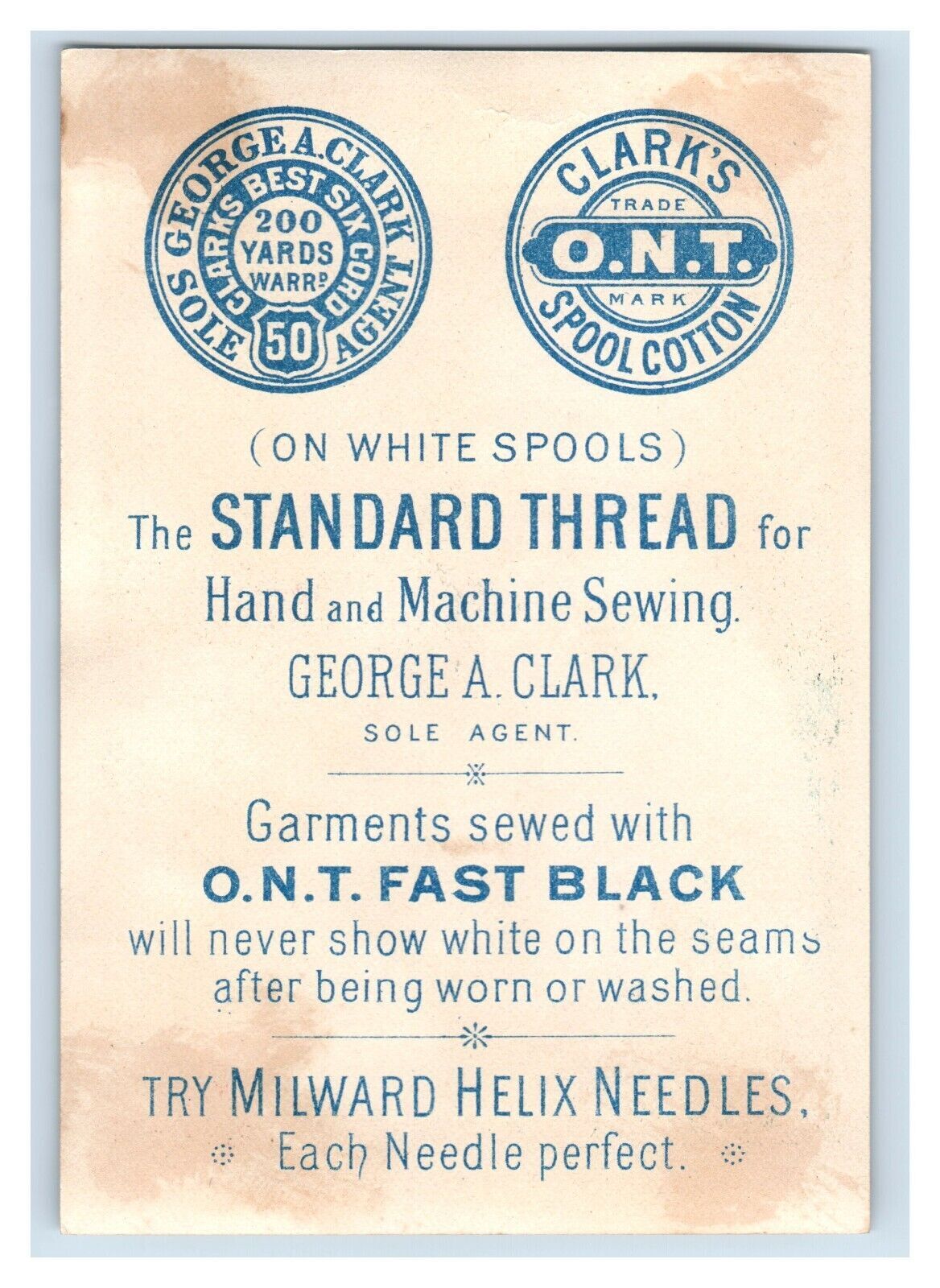1880s Clark's ONT Spool Cotton Milward Helix Needles Cute Baby P180 ...