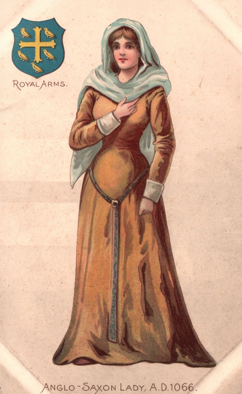 Vintage Postcard Anglo-Saxon Lady A. D. 1066 Royal Arms Portrait ...