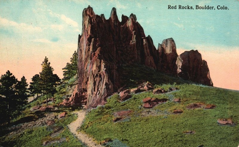 Vintage Postcard 1913 Lone Trees Red Rocks National Park Boulder ...