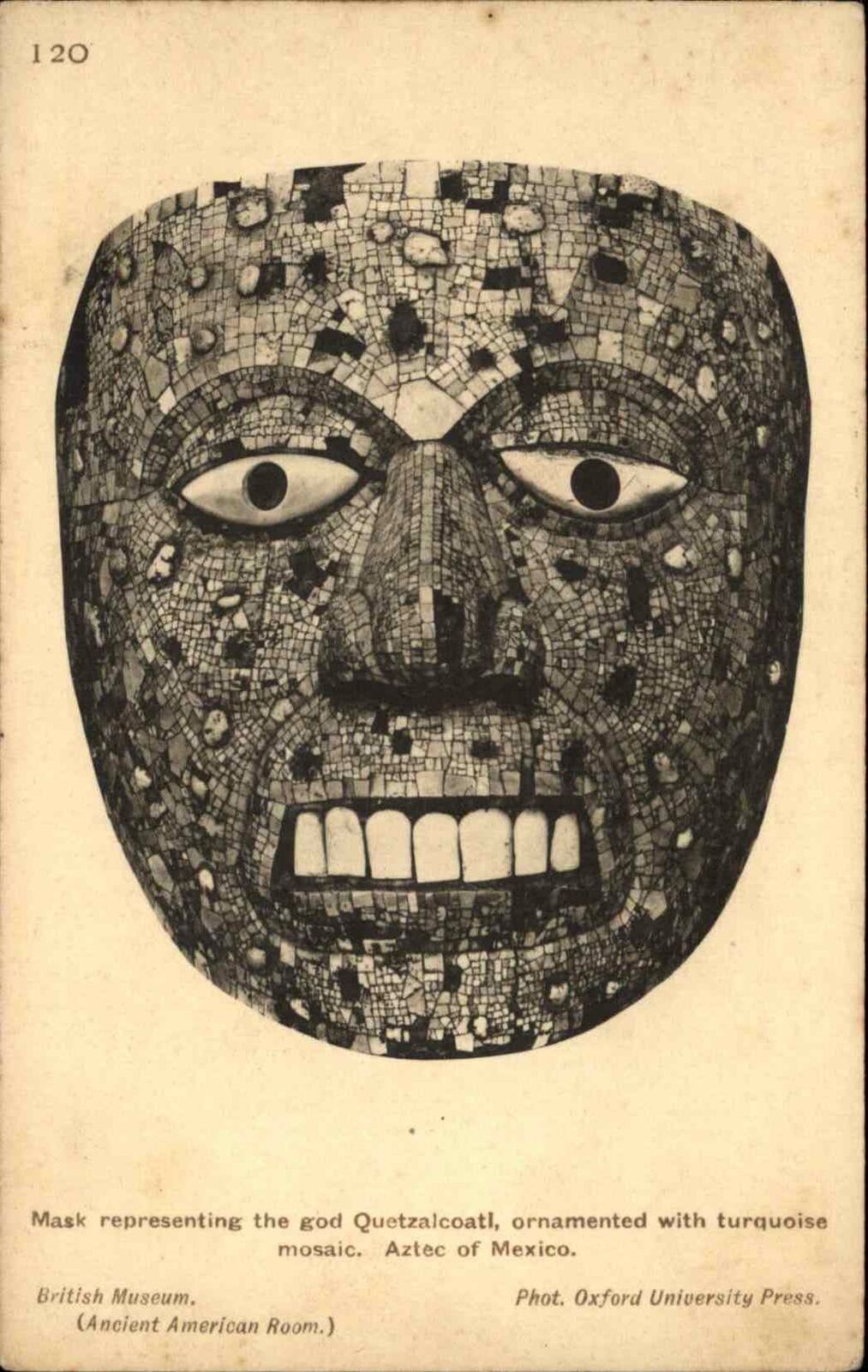 Mexican Tribal Mask God Quetzalcoatl Aztec Postcard c1910 | Topics ...