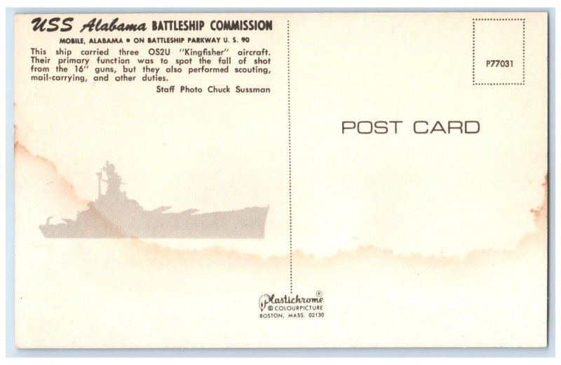 c1960's USS Alabama Battleship Commision Mobile Alabama AL Vintage ...