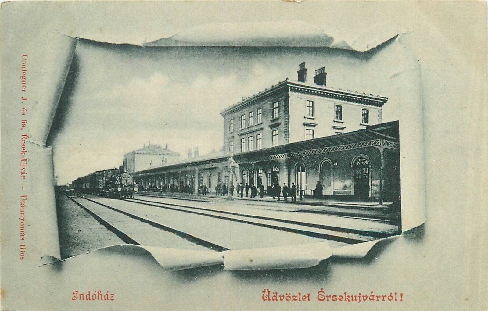 1905 Nove Zamky Ersekujvarrol Slovakia Railroad Depot Postcard 24-10050 ...
