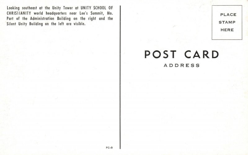 Vintage Postcard Unity Tower at Christianity School World Headquarters ...