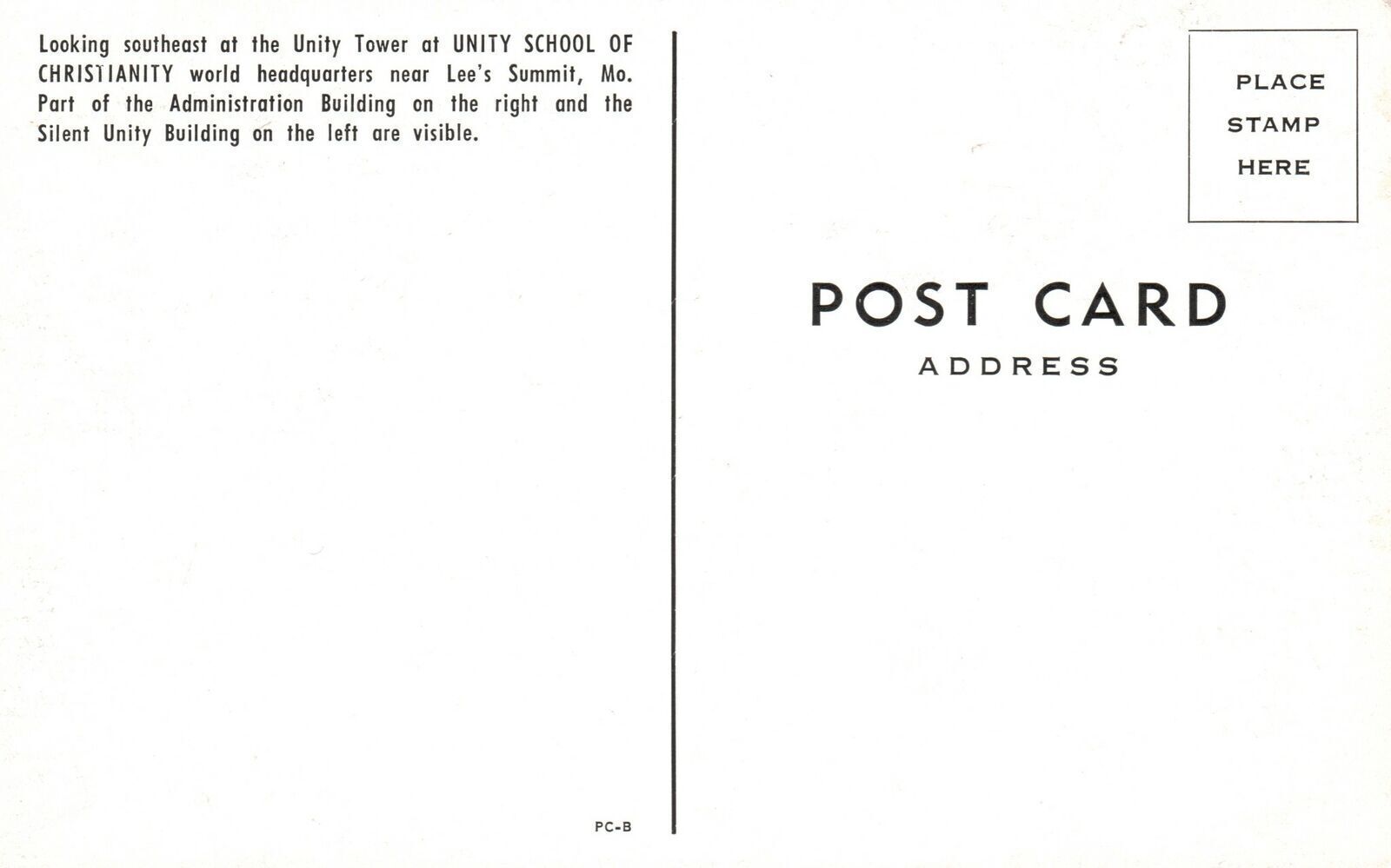 Vintage Postcard Unity Tower at Christianity School World Headquarters ...