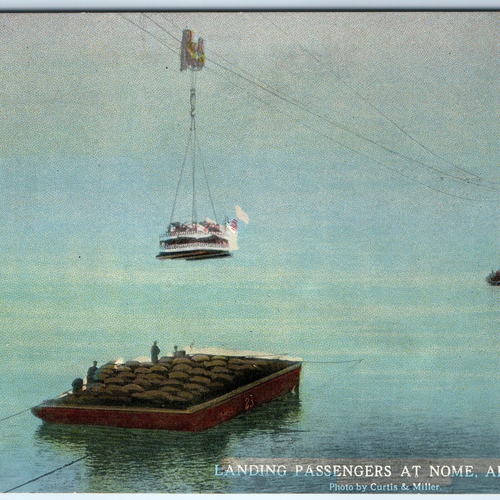 c1910s Nome, AK Aerial Tram Passengers Cable Car Art PC #23 Barge Boat ...