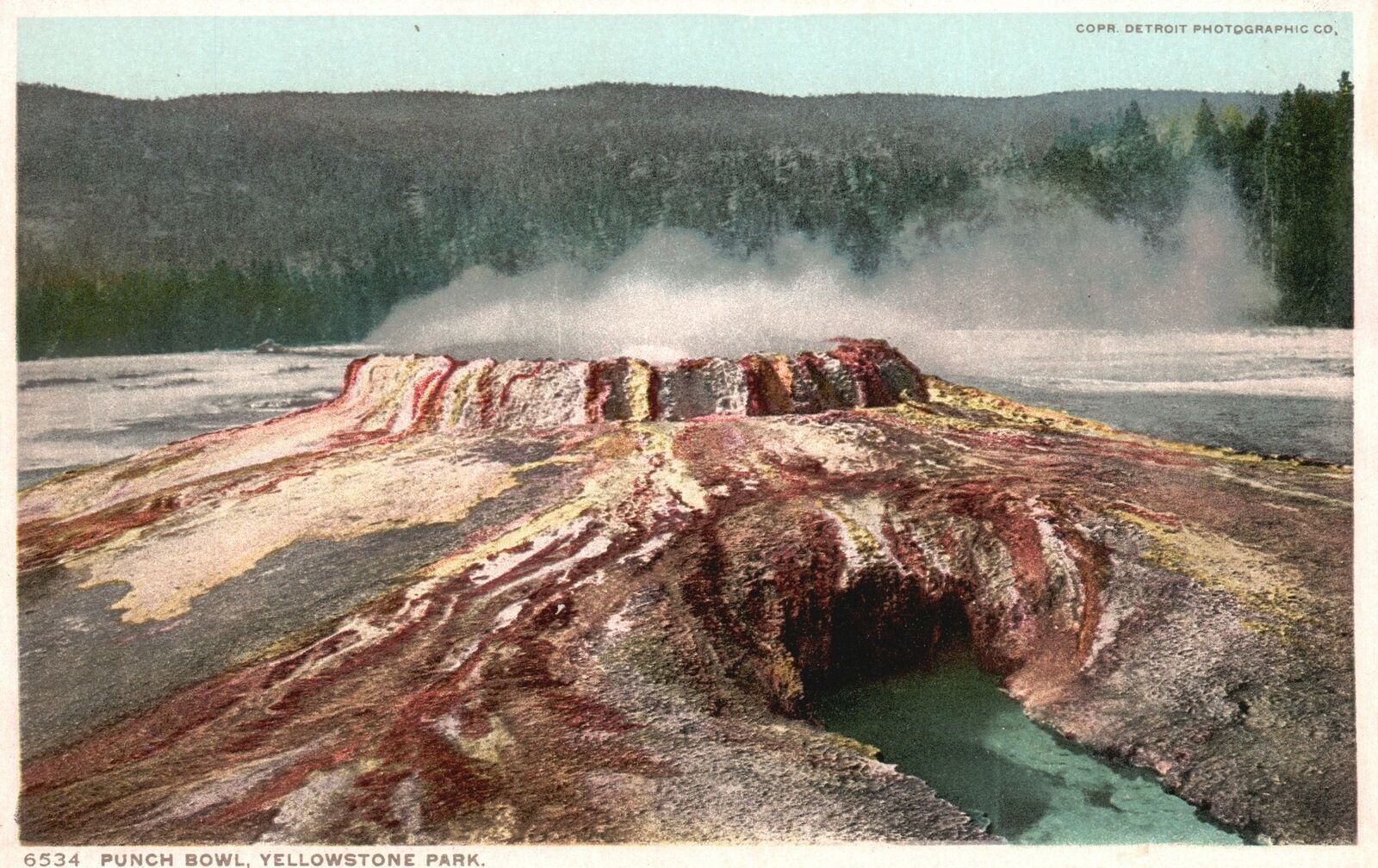 Vintage Postcard 1920's Punch Bowl Geyser Spring Yellowstone National ...