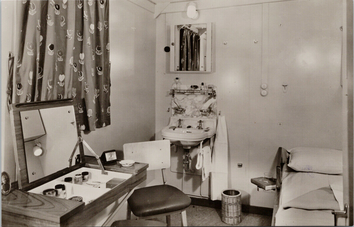 SS Rijndam Ship Double Cabin Tourists-class Gebr. Spanjersberg RPPC ...