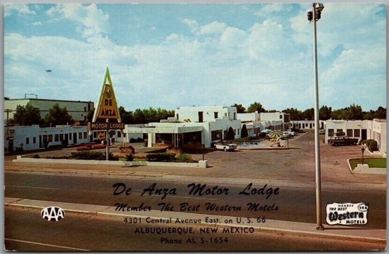 Albuquerque, NM Route 66 Postcard DE ANZA MOTOR LODGE Street View ...