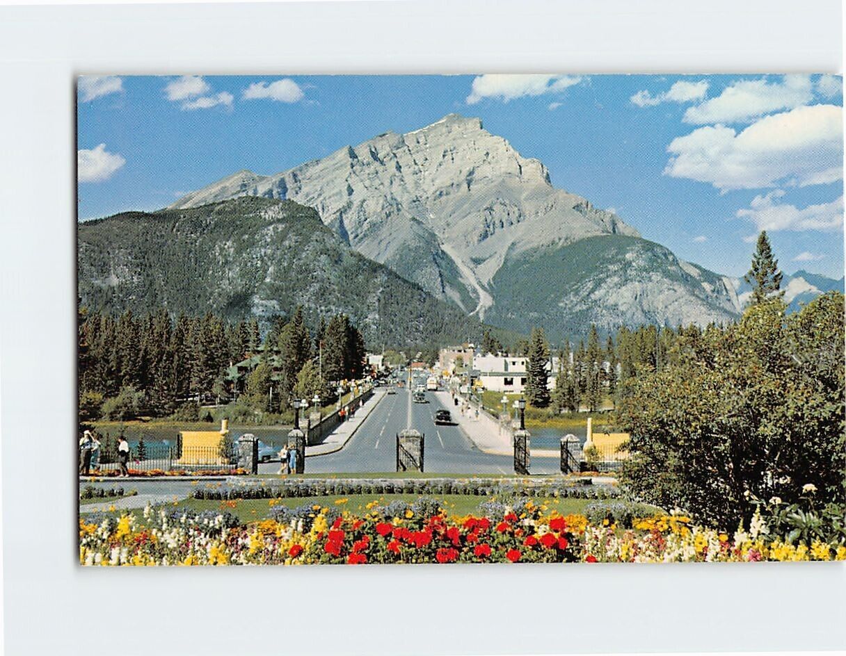 Postcard Banff Main Street And Cascade Mountain, Canadian Rockies ...