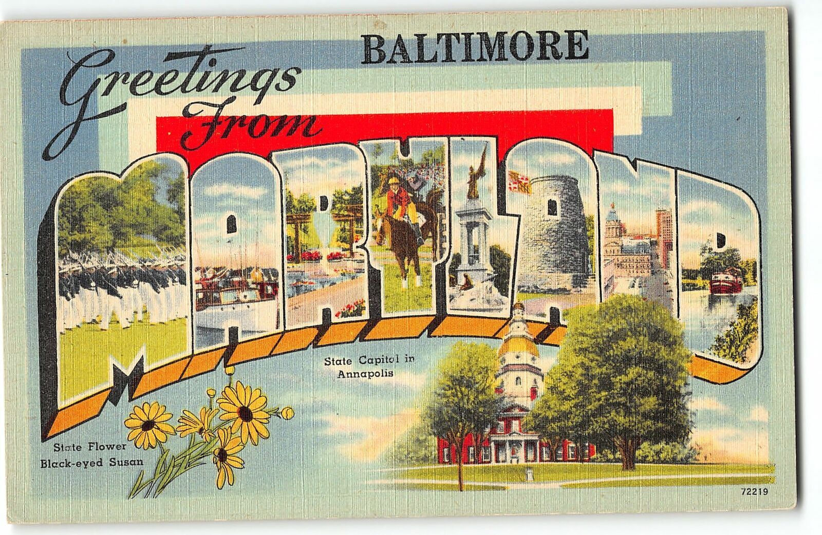 BALTIMORE, MARYLAND Large Letter Linen Overprint - Tichnor 1940s ...