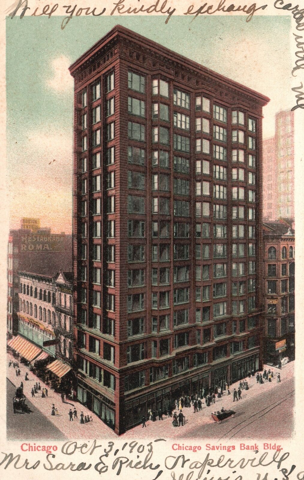 Vintage Postcard 1907 Chicago Savings Bank Chicago Illinois Curt Tech ...