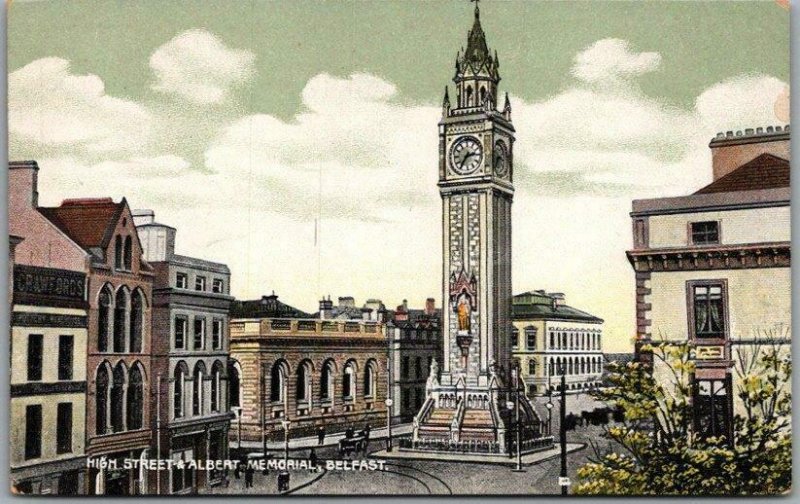 Vintage BELFAST, Northern Ireland Postcard "HIGH STREET & ALBERT ...