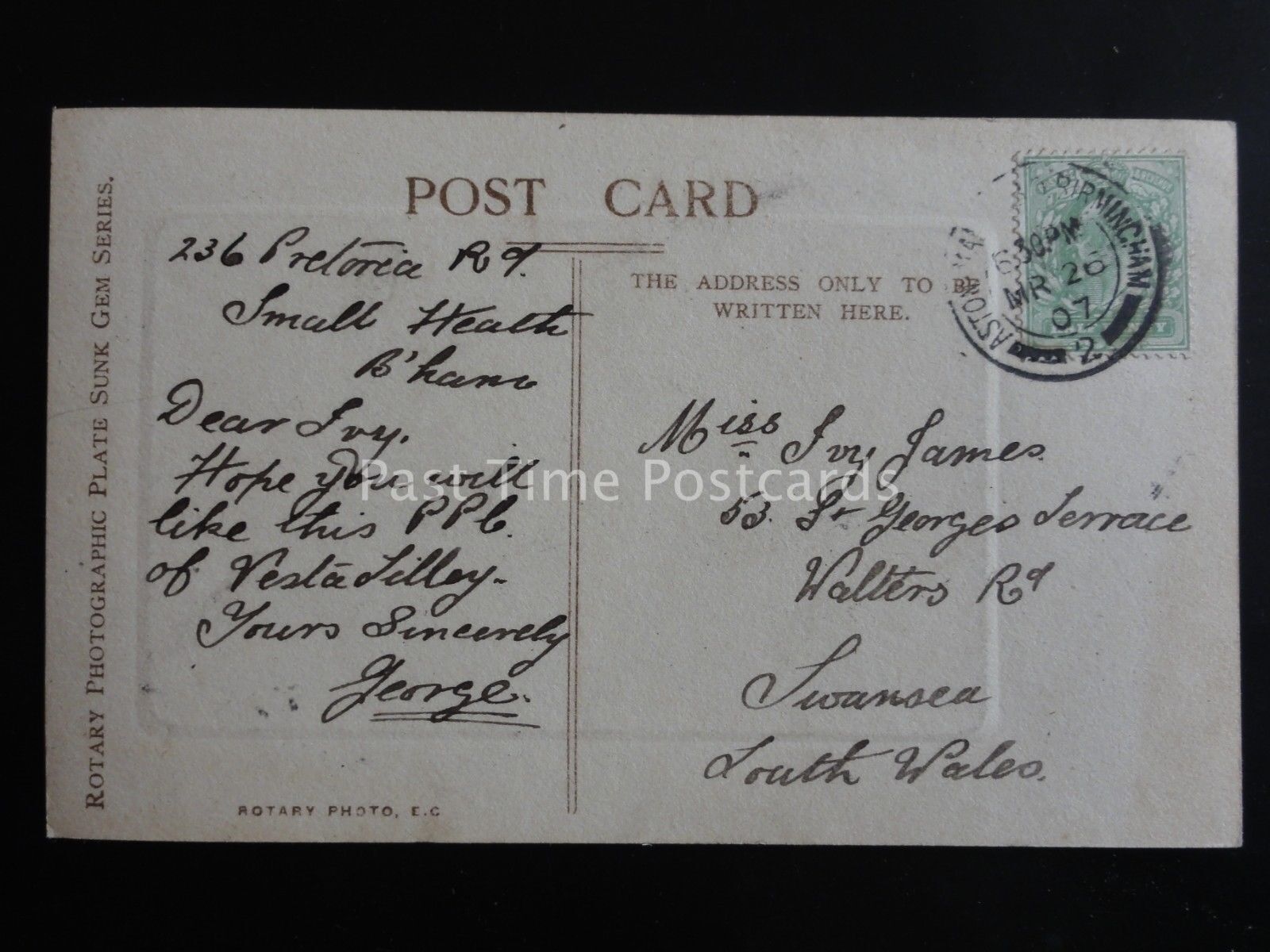 MISS VESTA TILLEY Male Impersonator c1907 RP Postcard by Rotary Plate ...