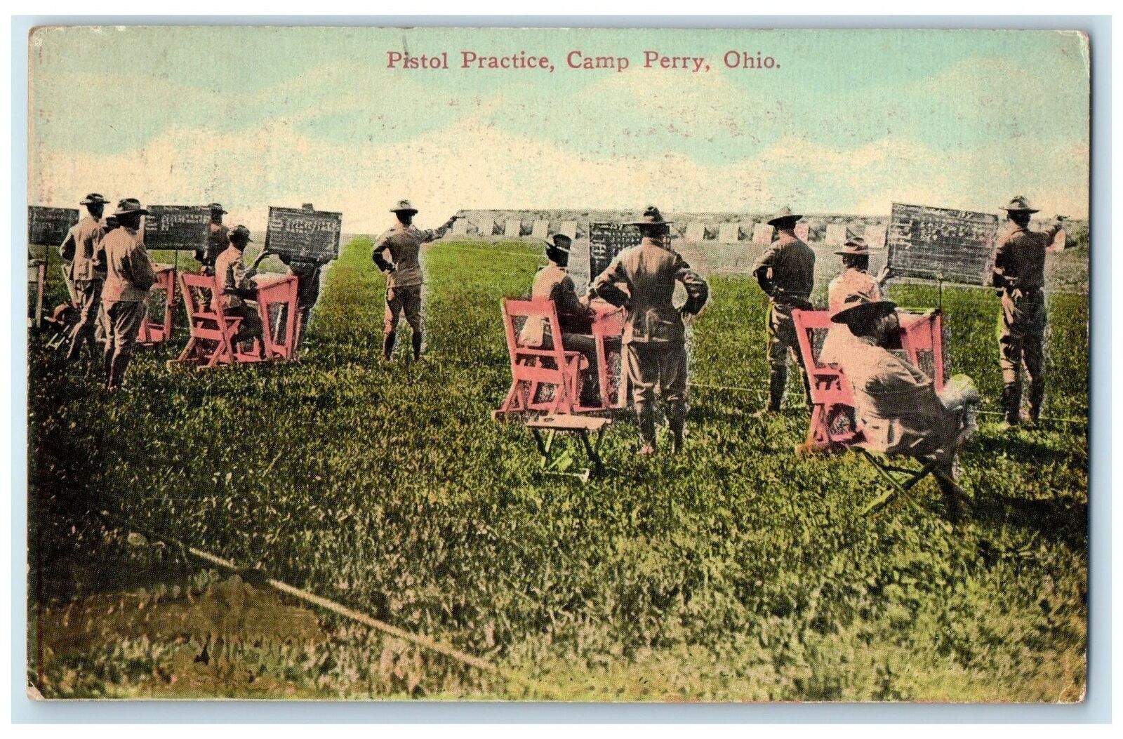 1915 Pistol Practice Scoreboard Scene Camp Perry Ohio OH Posted Vintage ...