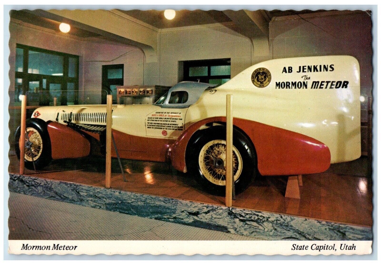Salt Lake City Utah Postcard Mormon Meteor State Capitol Racing Car ...