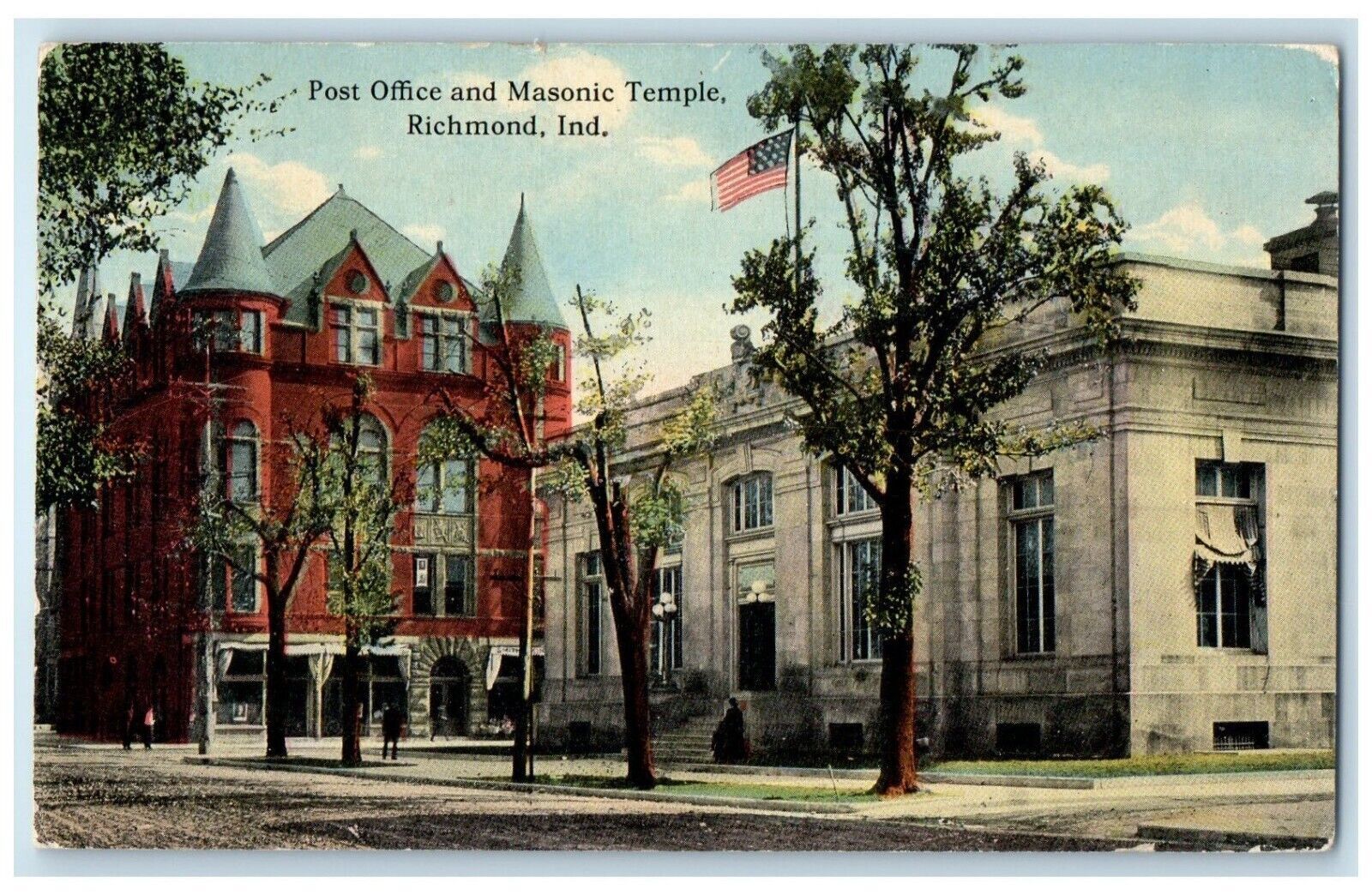 1912 Post Office Masonic Temple Exterior Building Richmond Indiana IN ...