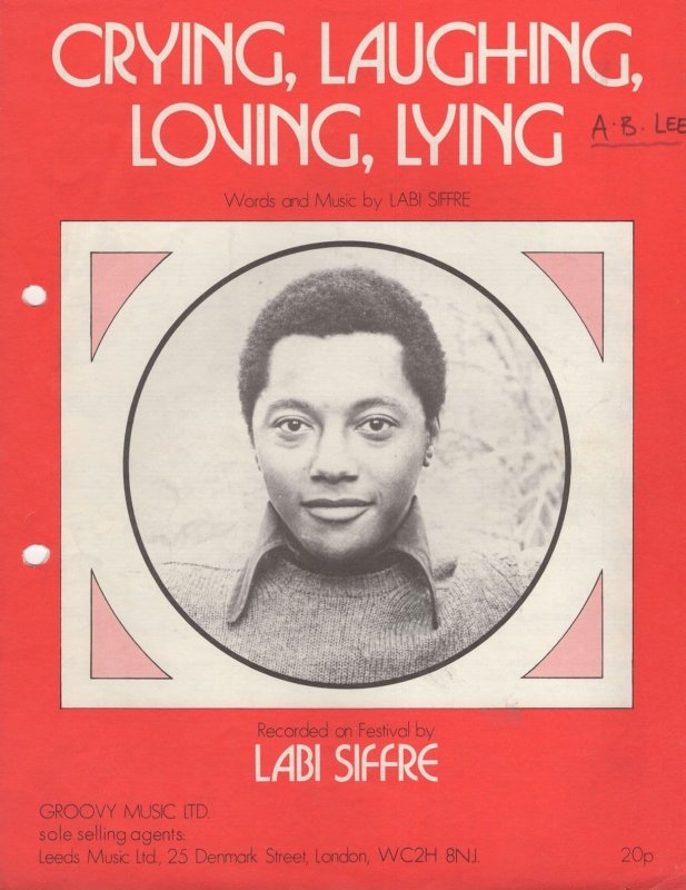 Labi Siffre Crying Laughing Loving Lying 1970s Soul Sheet Music ...