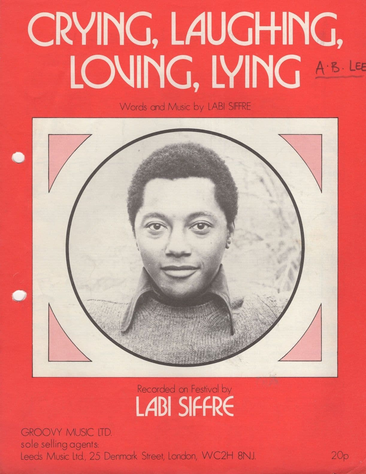 Labi Siffre Crying Laughing Loving Lying 1970s Soul Sheet Music ...