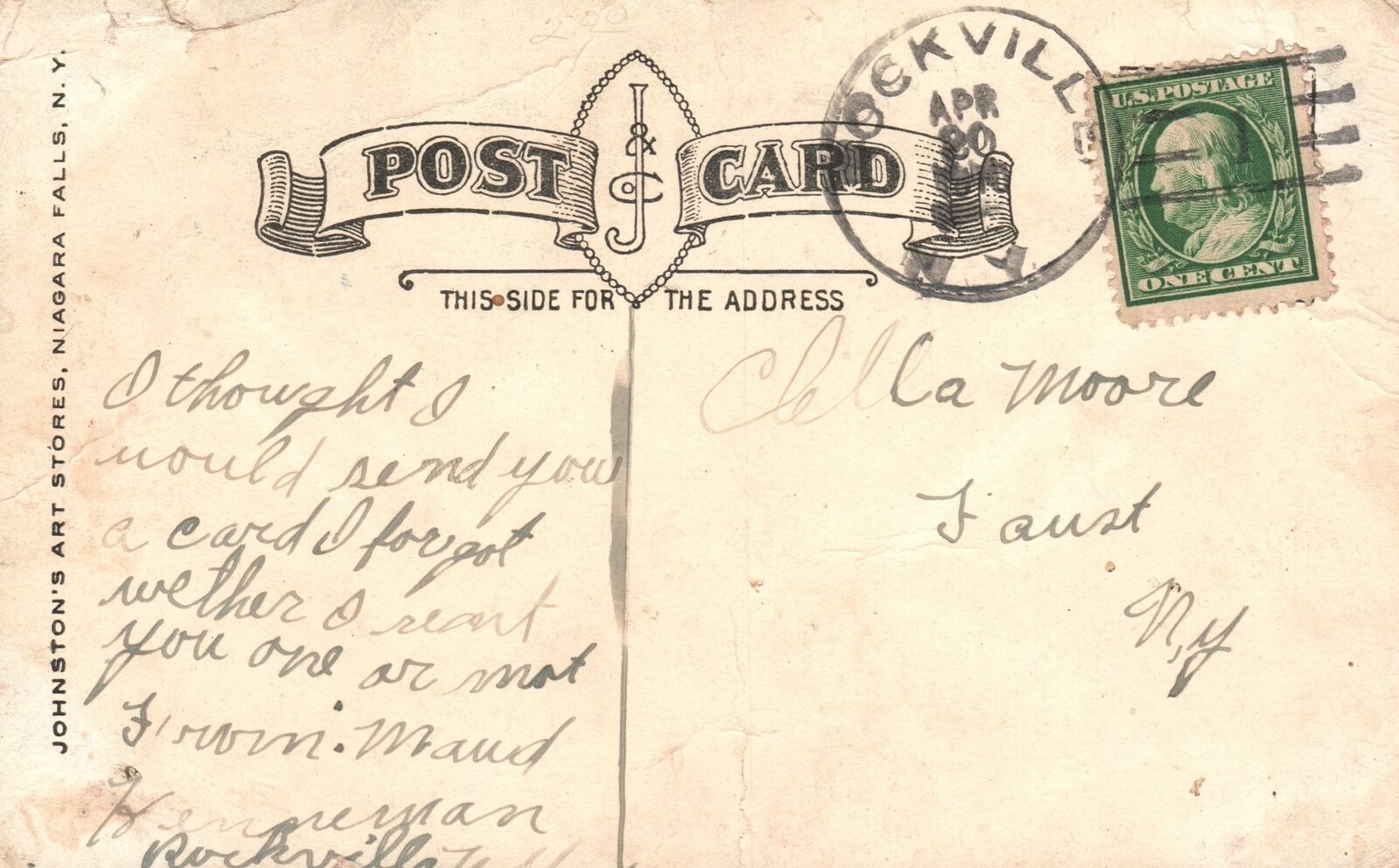 Vintage Postcard 1910's Cave Of The Winds Niagara Falls Canada Johnston ...