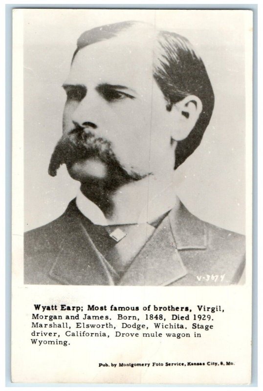 Wyatt Earp Most Famous Of Brothers Virgil Morgan James RPPC Photo ...