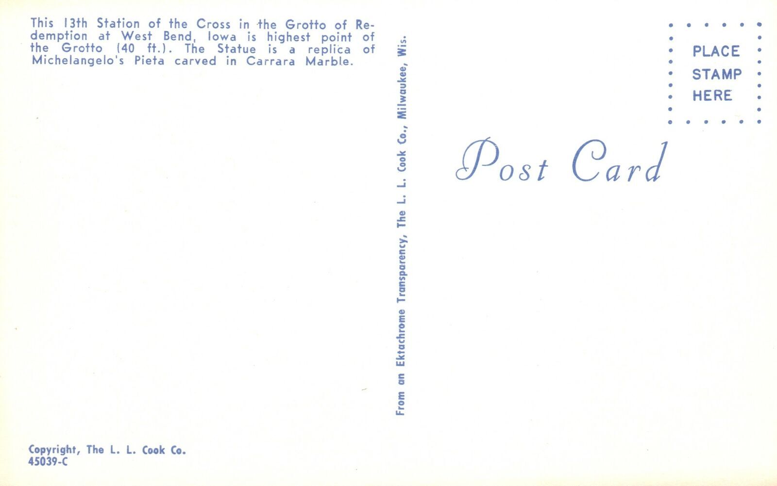 Vintage Postcard 13th Station Grotto Of Redemption Michael Angelo West ...