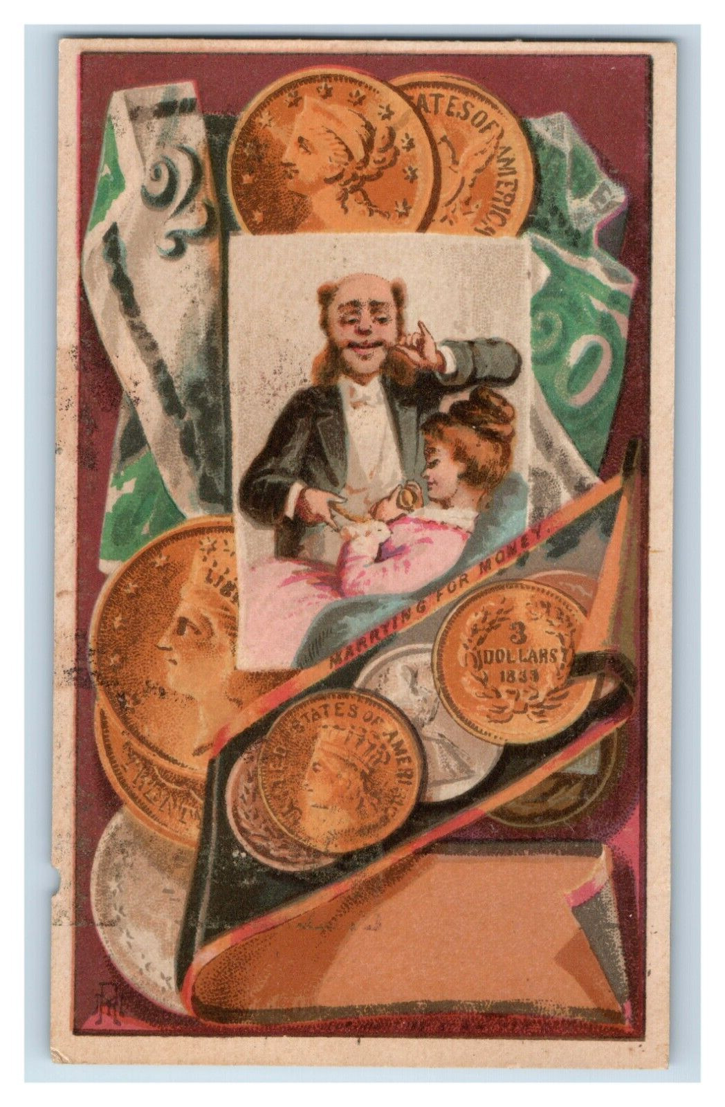 1880s Victorian Trade Cards U.S. Currency Coins Notes Bills Lot Of 2 ...