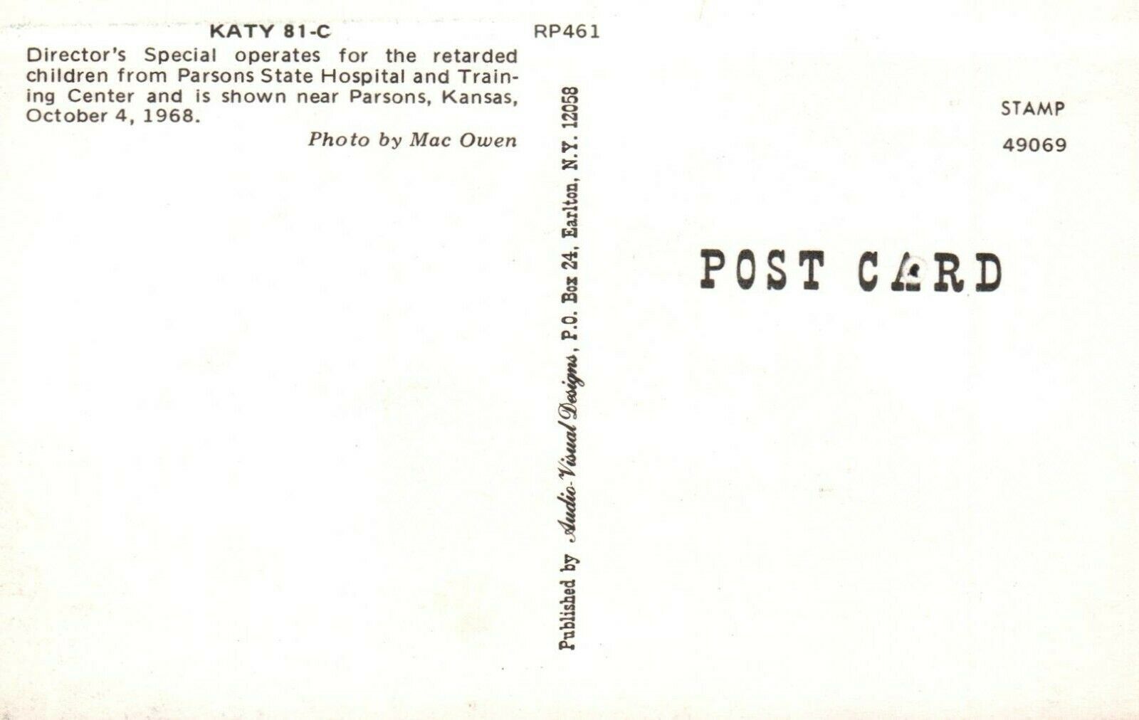 Katy 81-C Directors Special Train Parsons Kansas 1968 Vintage Postcard ...