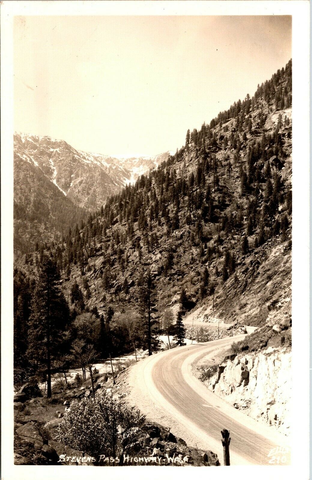 Vtg Stevens Pass Highway Washington WA 1940s RPPC Real Photo Ellis ...