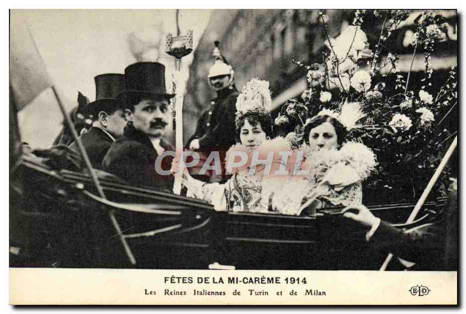 Old Postcard Fetes mid Lent 1914 Italian queens of Turin and Milan ...