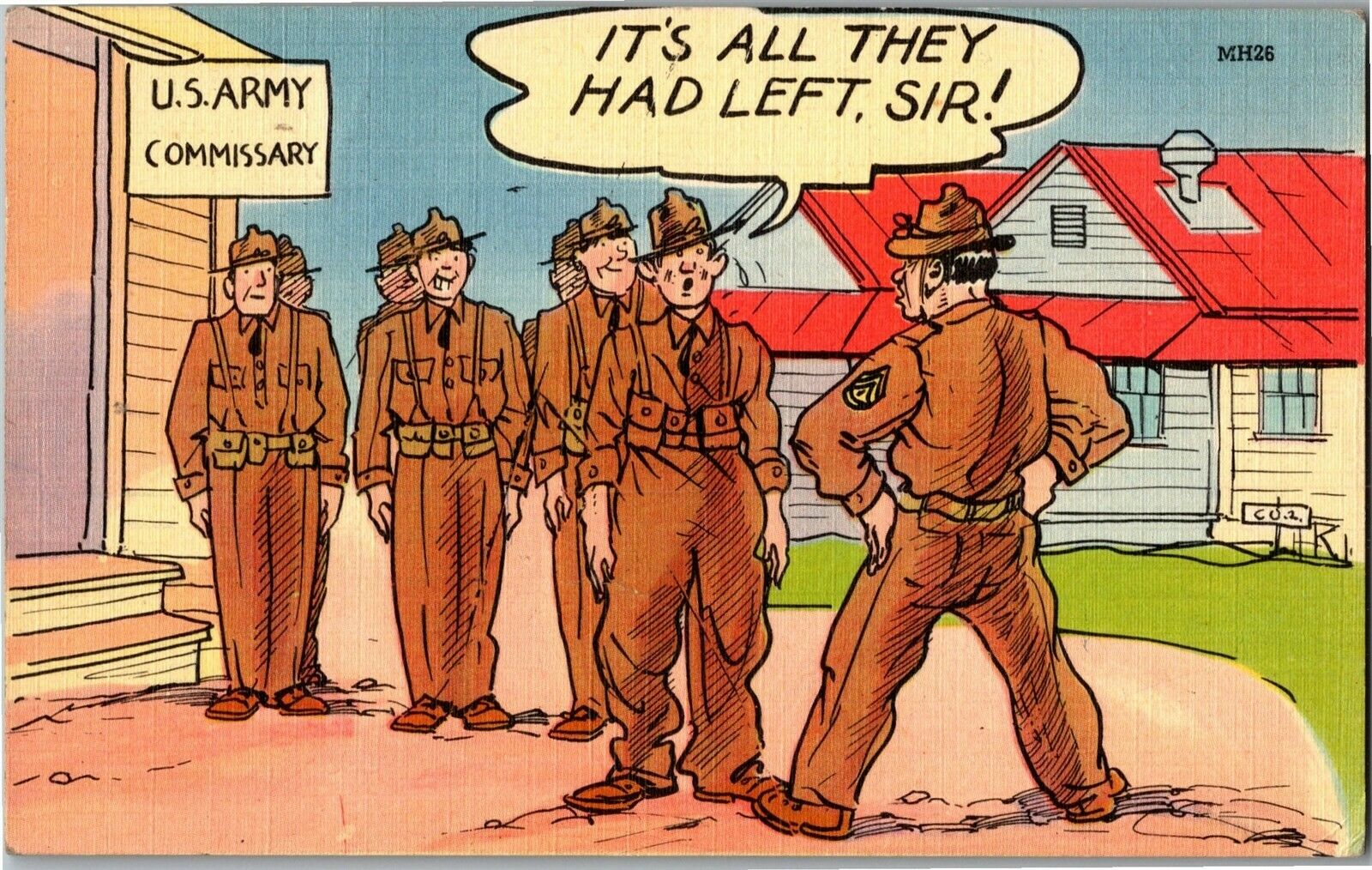 WWII Army Comic Soldier in Huge Uniform, All They Had Left Linen ...
