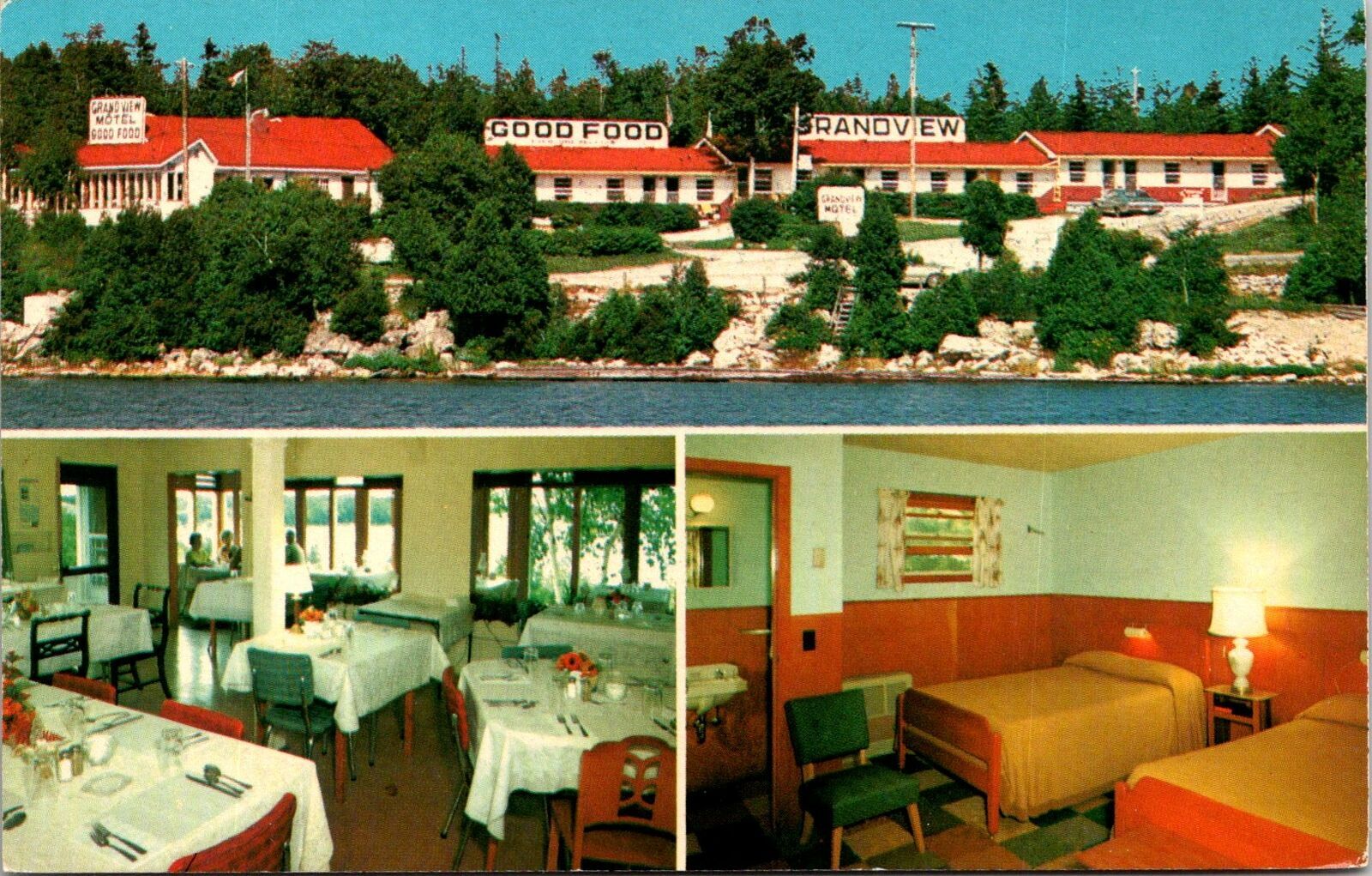 Vintage Postcard Grand View Motel & Dining Room Tobermory Harbour ...