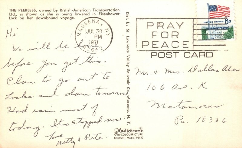 Vintage Postcard 1971 The B A Peerless Ship by British-American ...