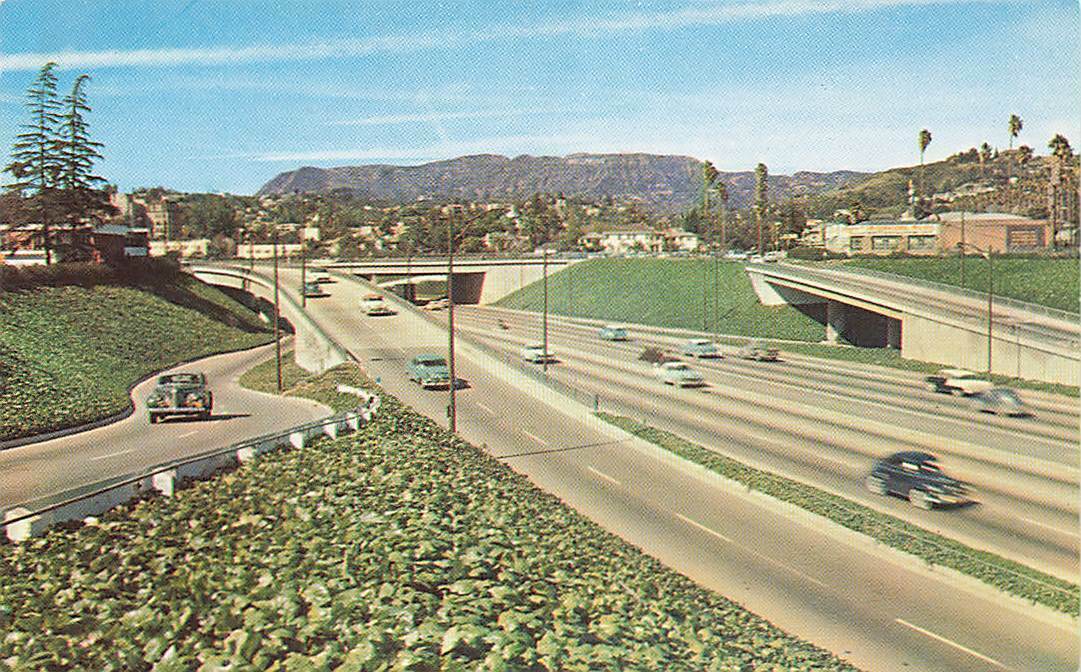 Hollywood Freeway California c1940s Old Cars Chrome Vintage P6 ...