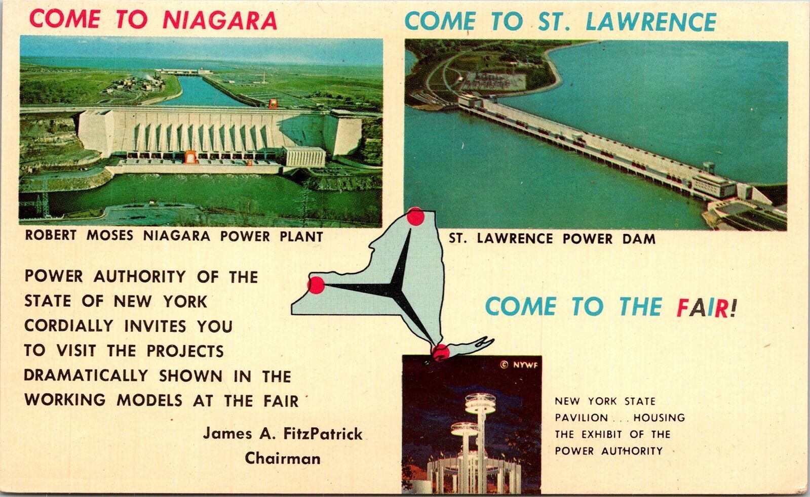 Niagara St Lawrence Power Projects New York Multi View Chrome Postcard ...