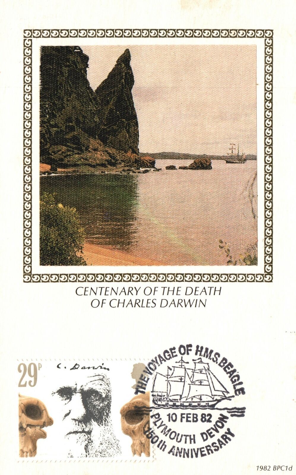 Vintage Postcard Centenary of The Death of Charles Darwin Voyage of HMS ...