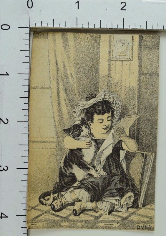 1880 Social Dance Invitation Victorian Trade Card Child Reading Paper ...