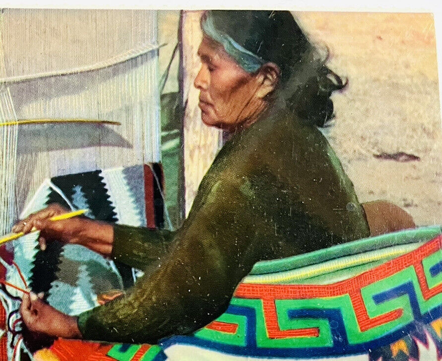 Vintage Post Card Navajo Rug Weaver Arizona Native American Indian Wool ...