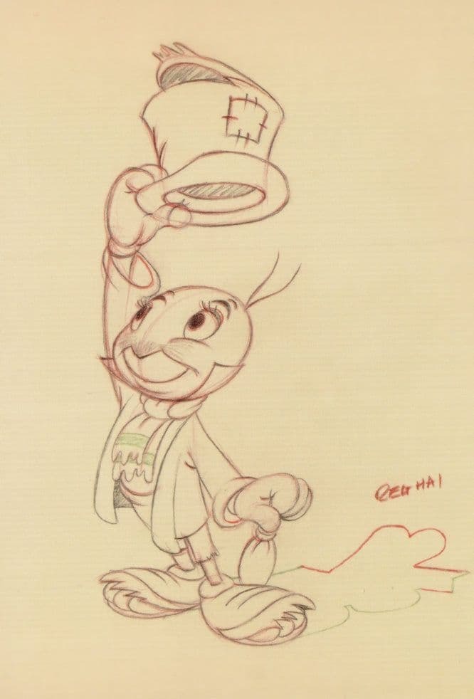 Pinocchio Jimmy Cricket Art Storyboard Movie Painting Postcard | Topics ...