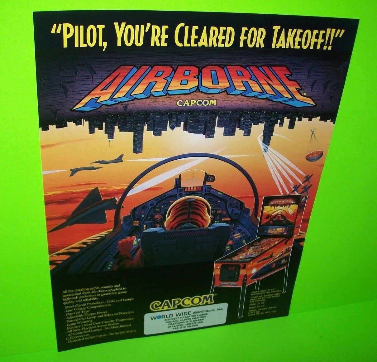 Capcom Airborne Pinball FLYER Original Promo Game Art 1995 Supersonic ...