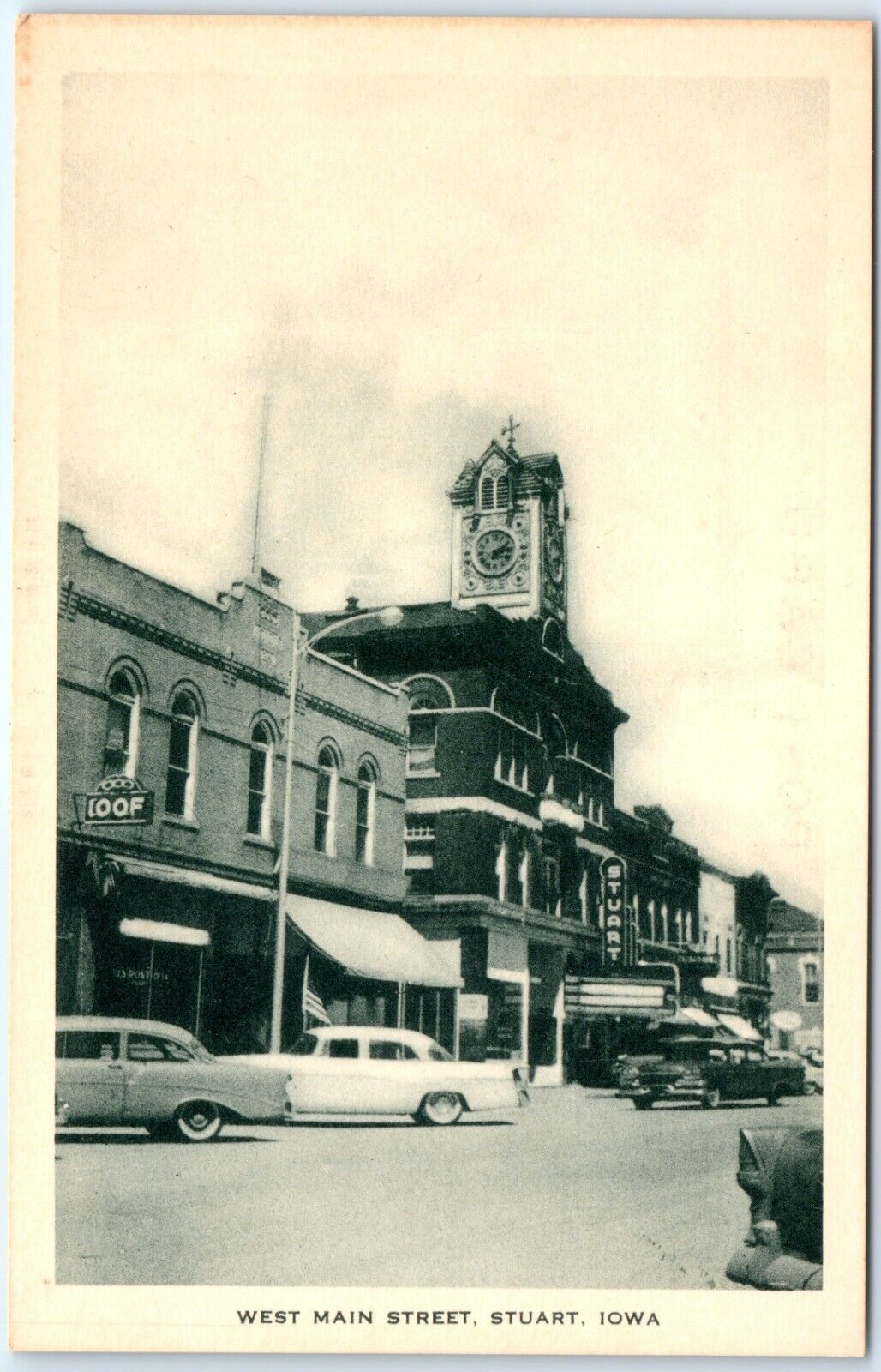 x4 SET c1950s Stuart, IA West Main St Downtown Churches School IOOF ...