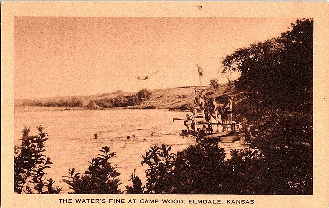 The Water's Fine at Camp Wood Elmdale Kansas Vintage Postcard Standard ...