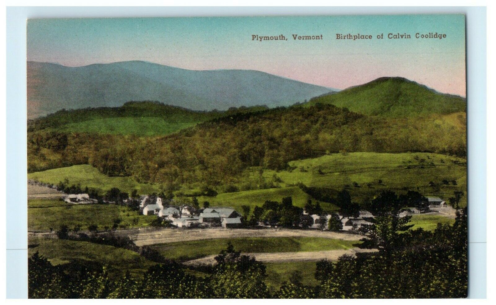 Bird's Eye View Birthplace Of Calvin Coolidge Plymouth VT Handcolored ...