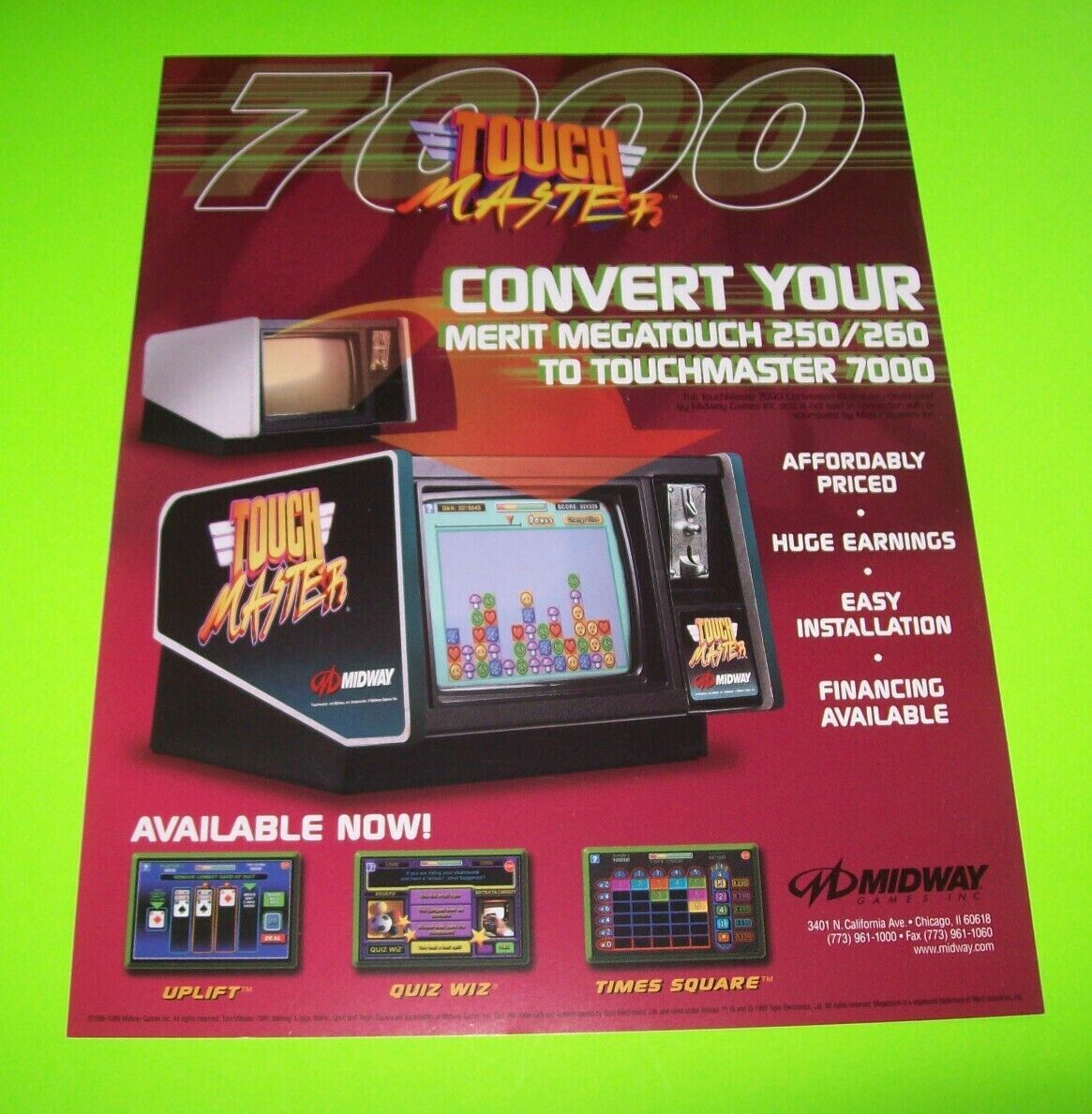 Touch Master 7000 Arcade Flyer Original Vintage UNUSED Promo Art Megatouch #2 | Ephemera - Other ...