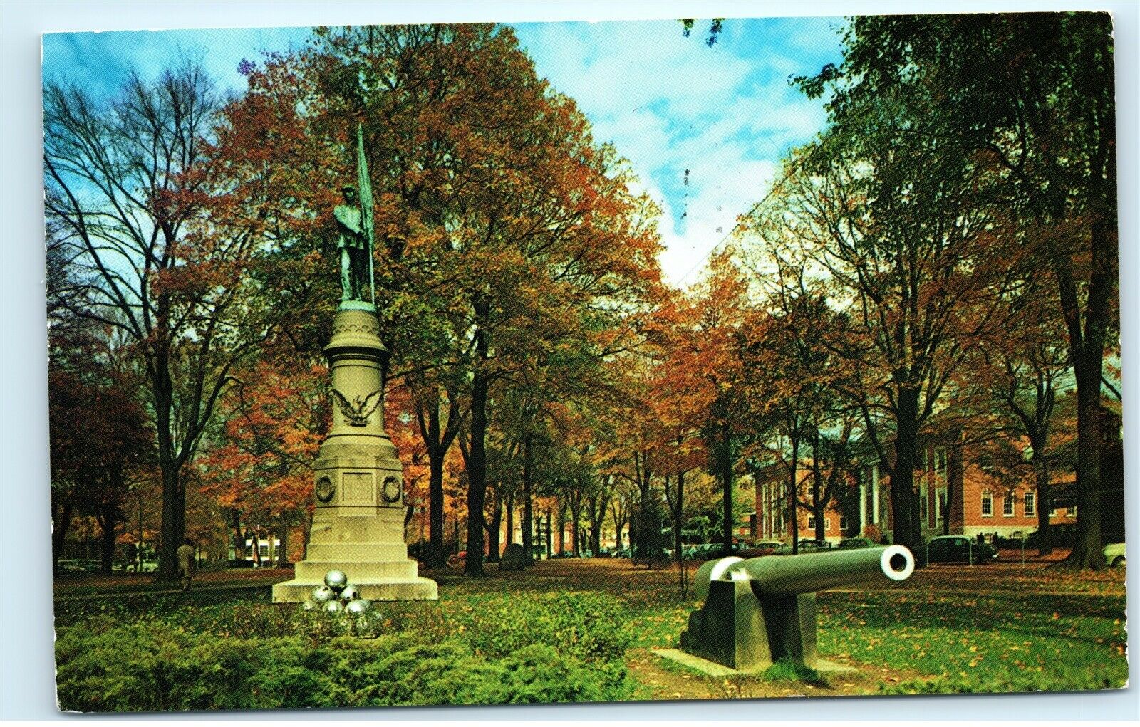 Meadville PA The Diamond Park Civil War Statue Bronze Sentinel Postcard ...