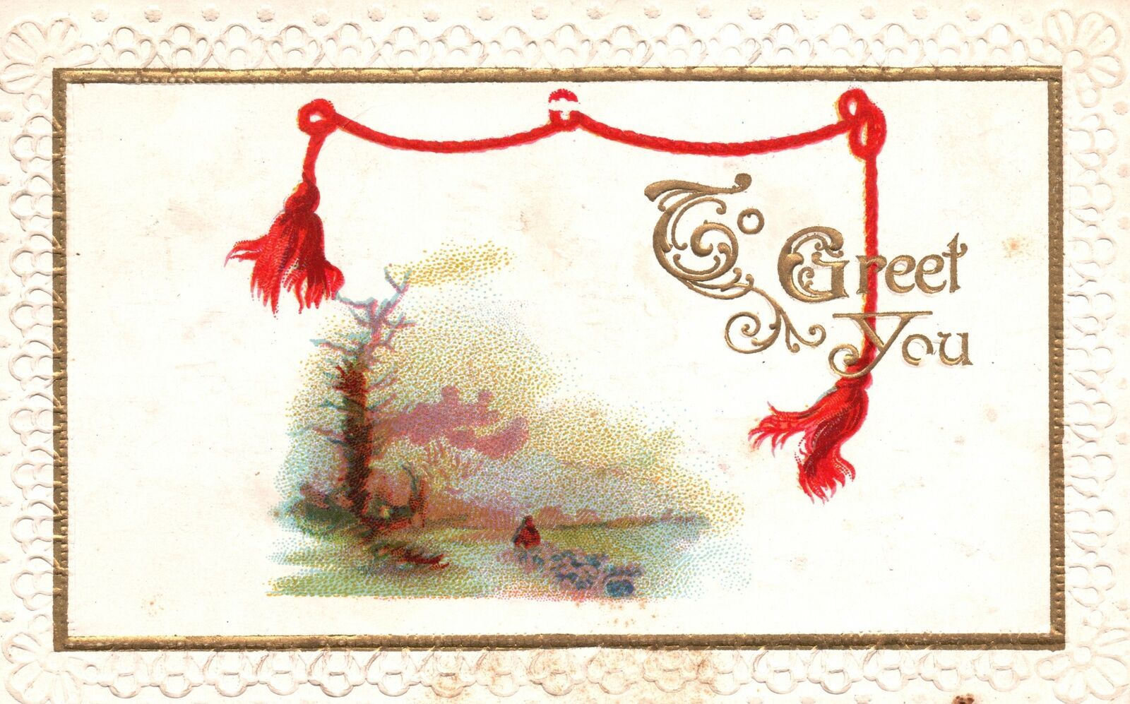 Vintage Postcard 1911 To Greet You Beautiful View of Nature Trees Lake ...