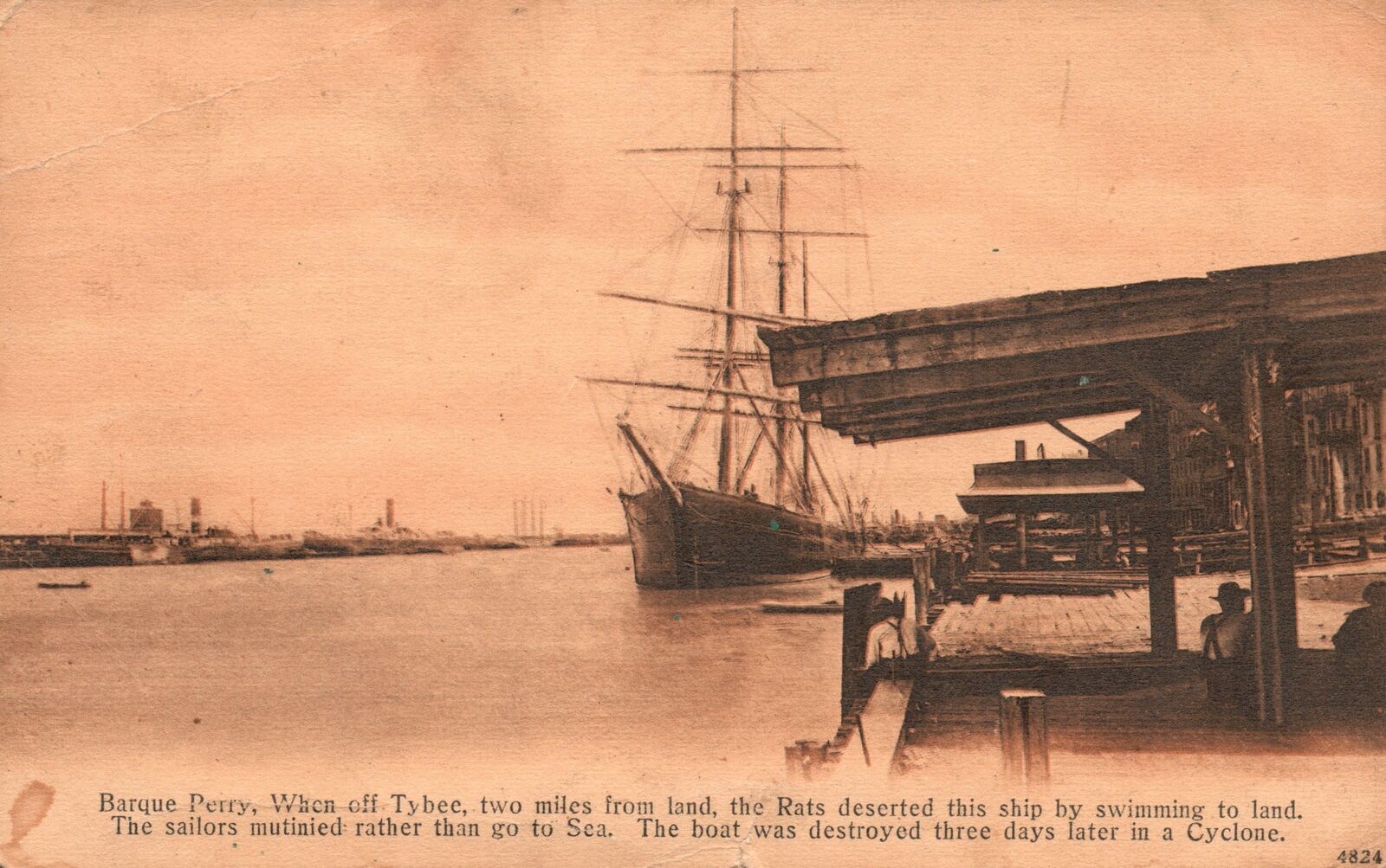 Vintage Postcard 1908 Barque Perry Rats Deserted this Ship by Swimming ...