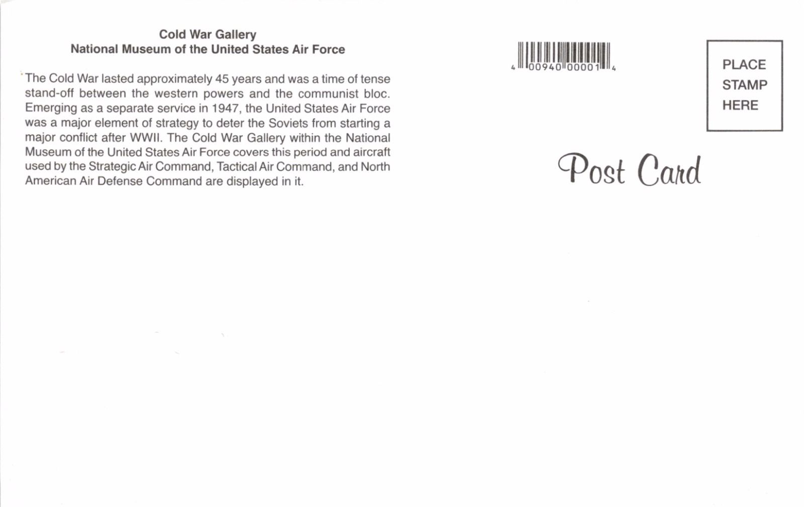 Natonal Museum US AIR Force~Cold WAR Gallery Military Aircraft Postcard ...